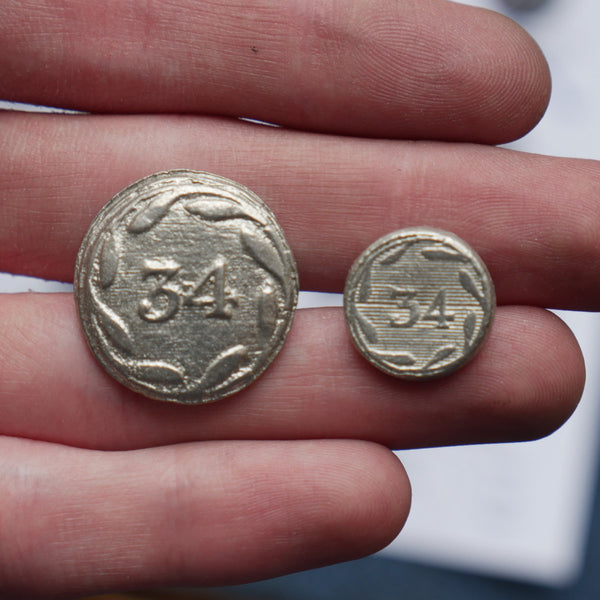 3/4" and 15/16" 34th Regiment of Foot Buttons (British) 1776-1786 ...
